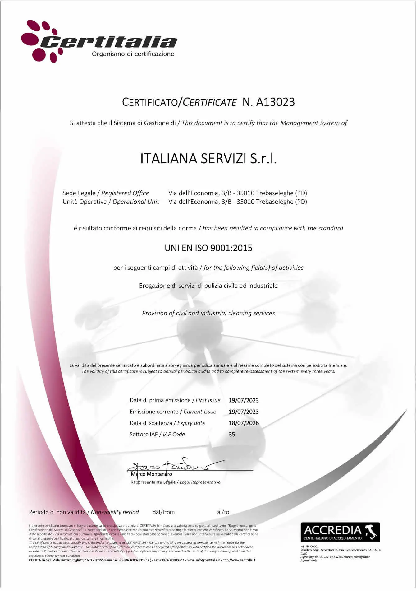Certificazioni - Italiana Servizi Group